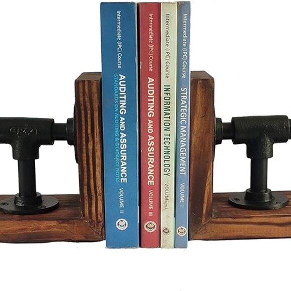 Accents | New Wooden Bookend For Heavy Books Rustic Bookrest With ...